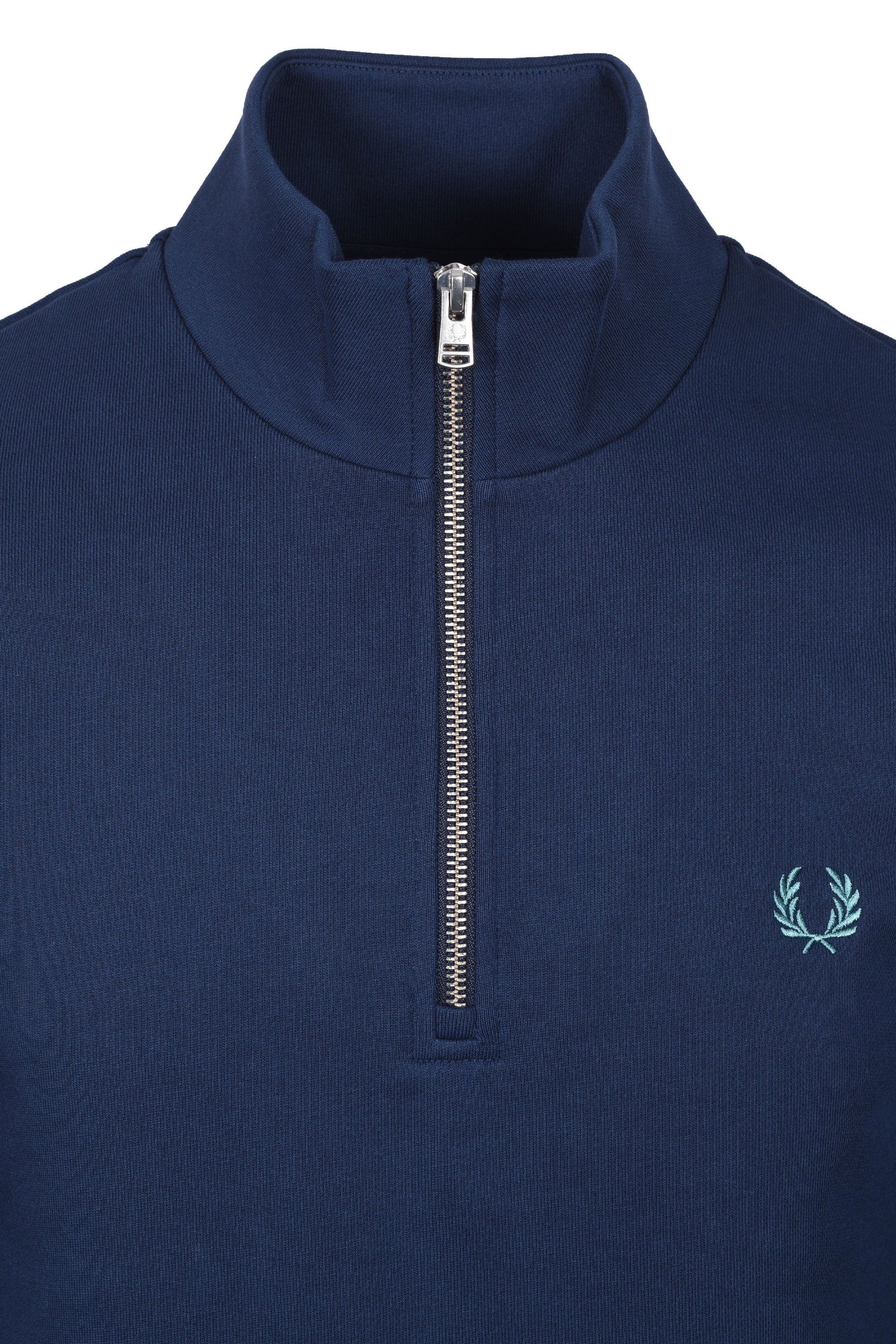 FRED PERRY HALF ZIP SWEATSHIRT TENNIS BLUE/SNOW WHITE/DEEP MINT ...