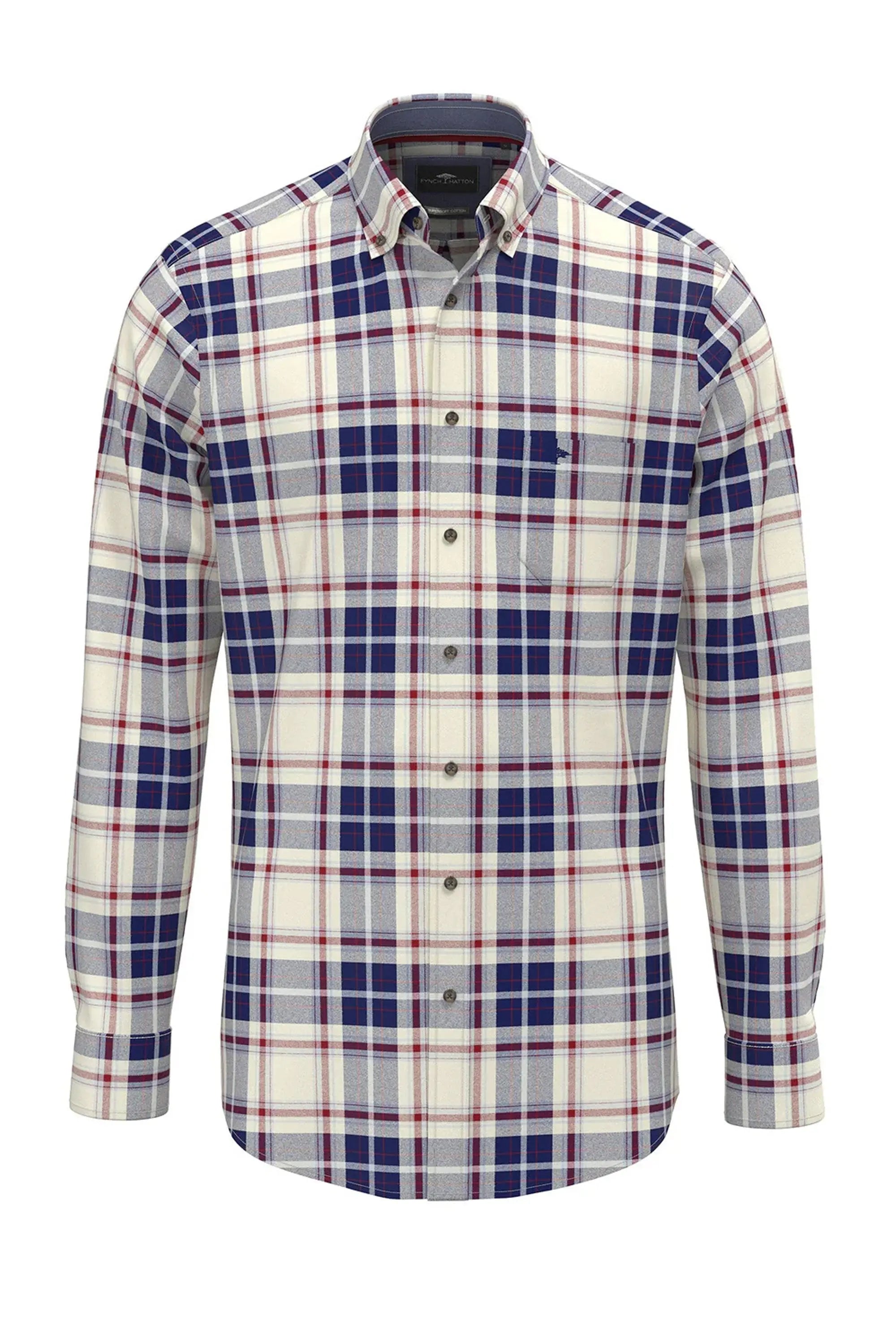 Fynch-Hatton Long Sleeve Checked Shirt Garnet Red – Michael Stewart